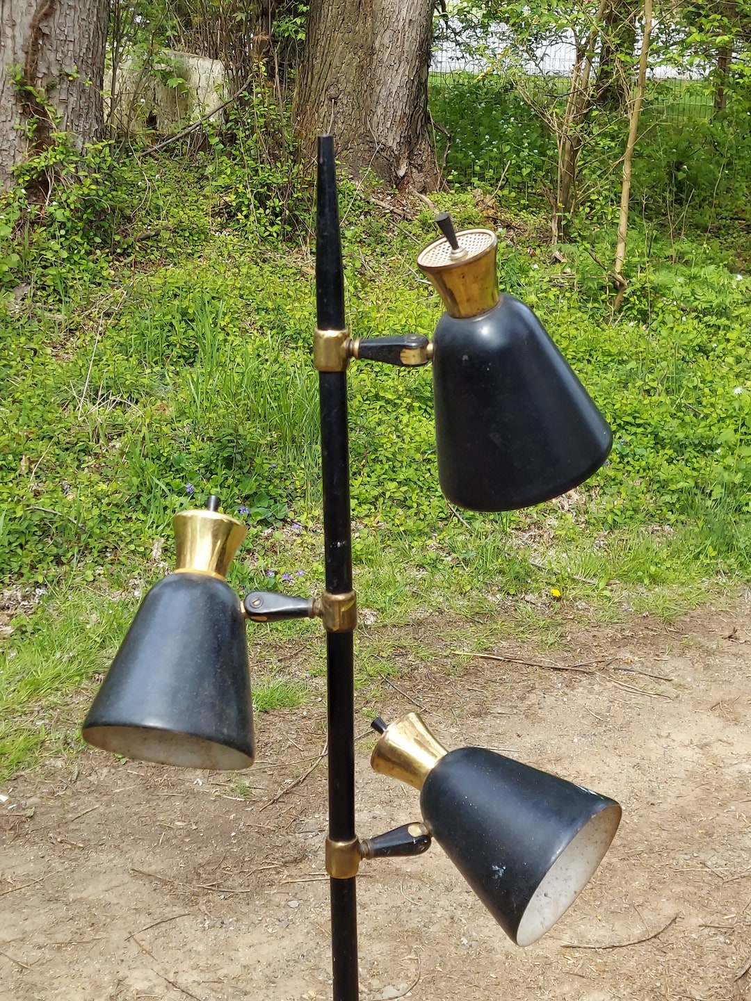MCM Black Enamel Painted Floor Lamp Metal Directional 1950s - Etsy