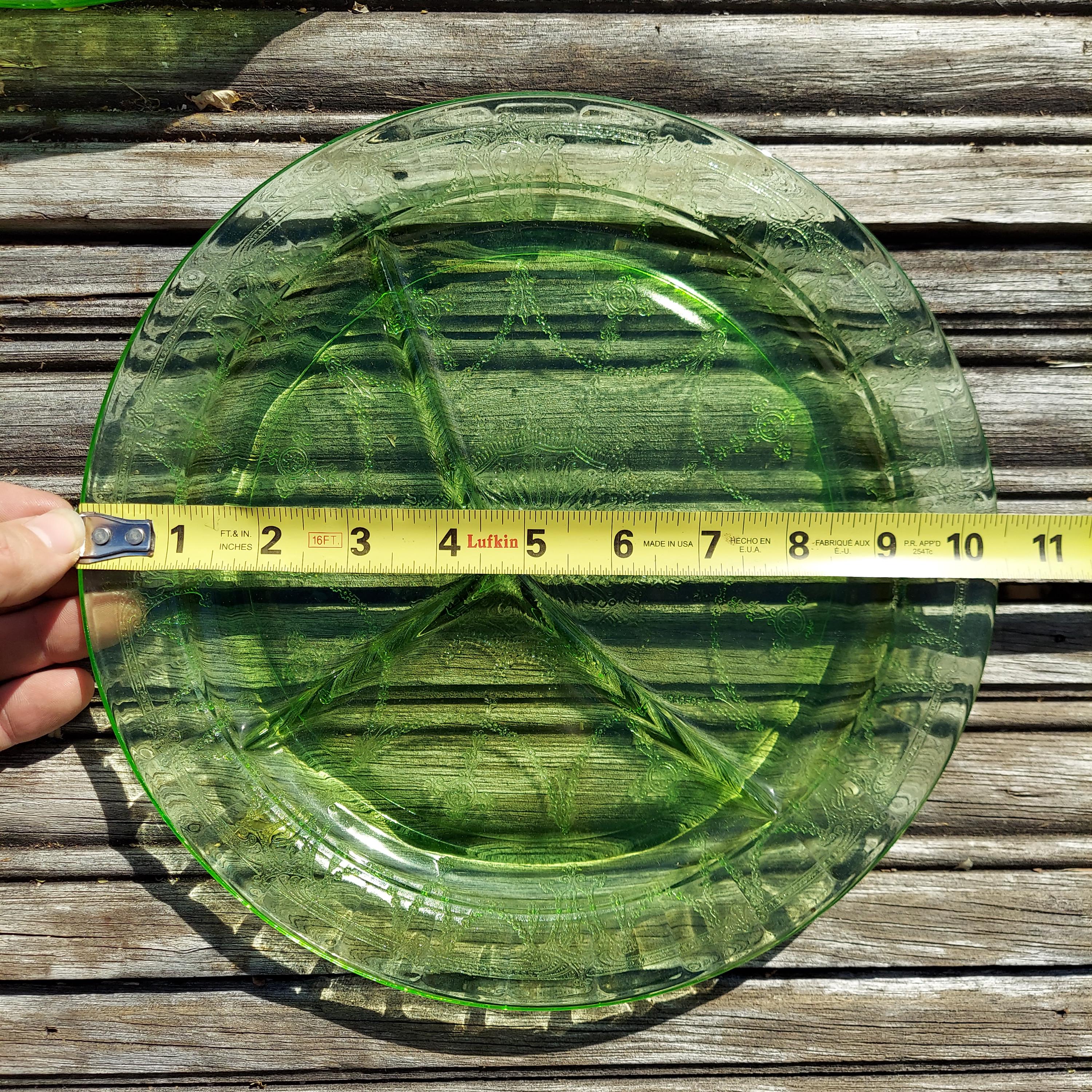Uranium Depression Glass Green Cameo Pattern Grill Plates Dishes China ...
