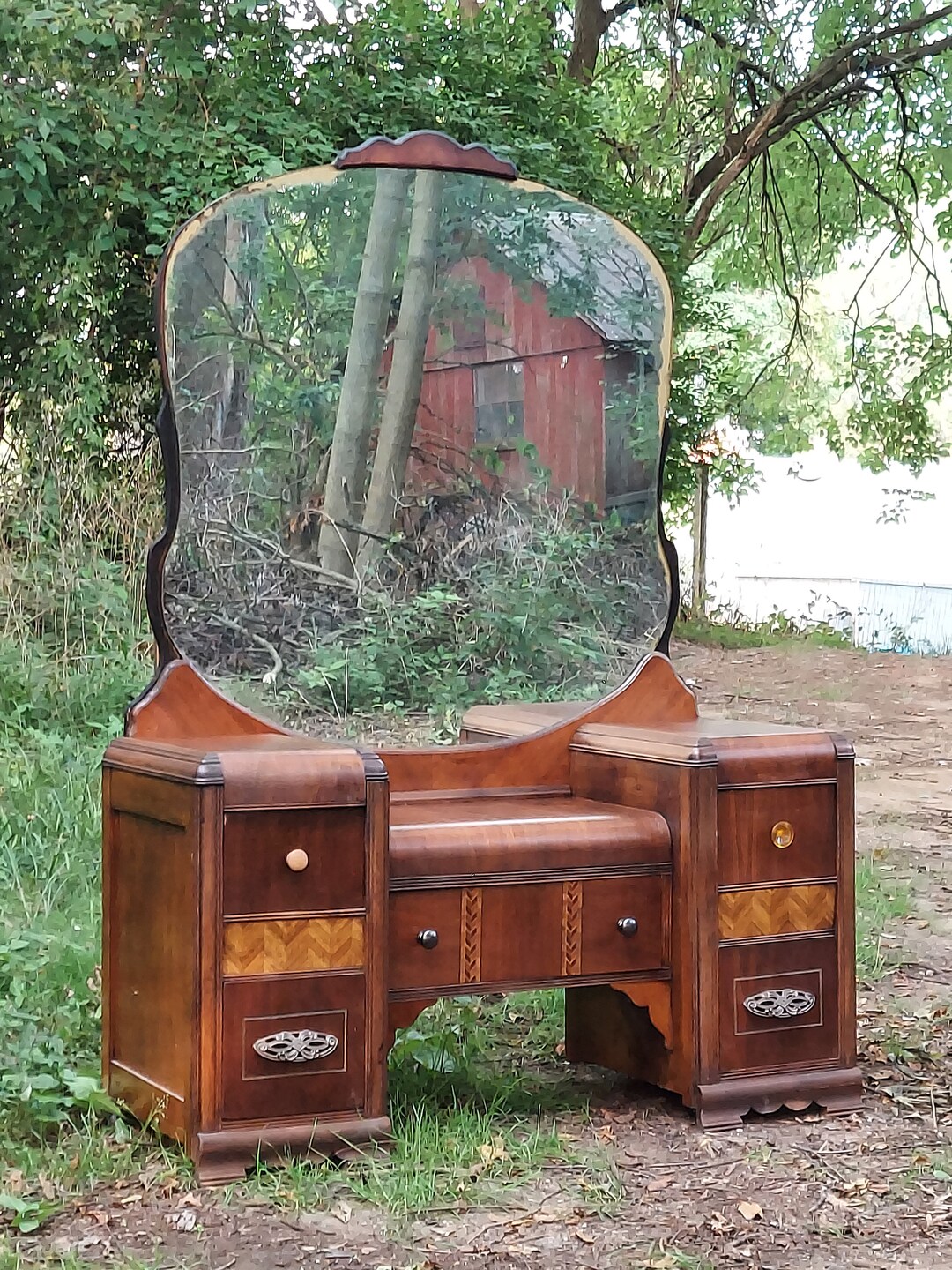 Waterfall Art Deco Vanity Dressing Table 1940s Pickup Only - Etsy