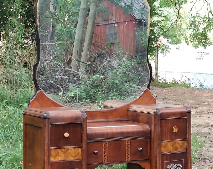 Waterfall Art Deco Vanity Dressing Table 1940s Pickup Only - Etsy