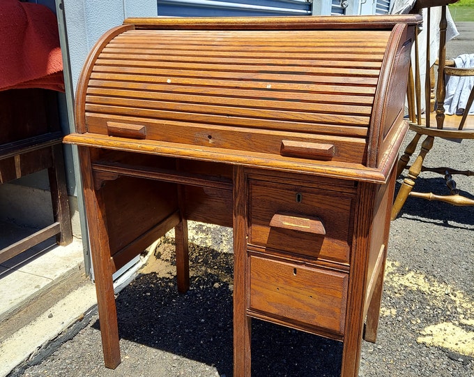 Salesman Sample or Child Size Golden Oak Roll Top Desk Paris ...