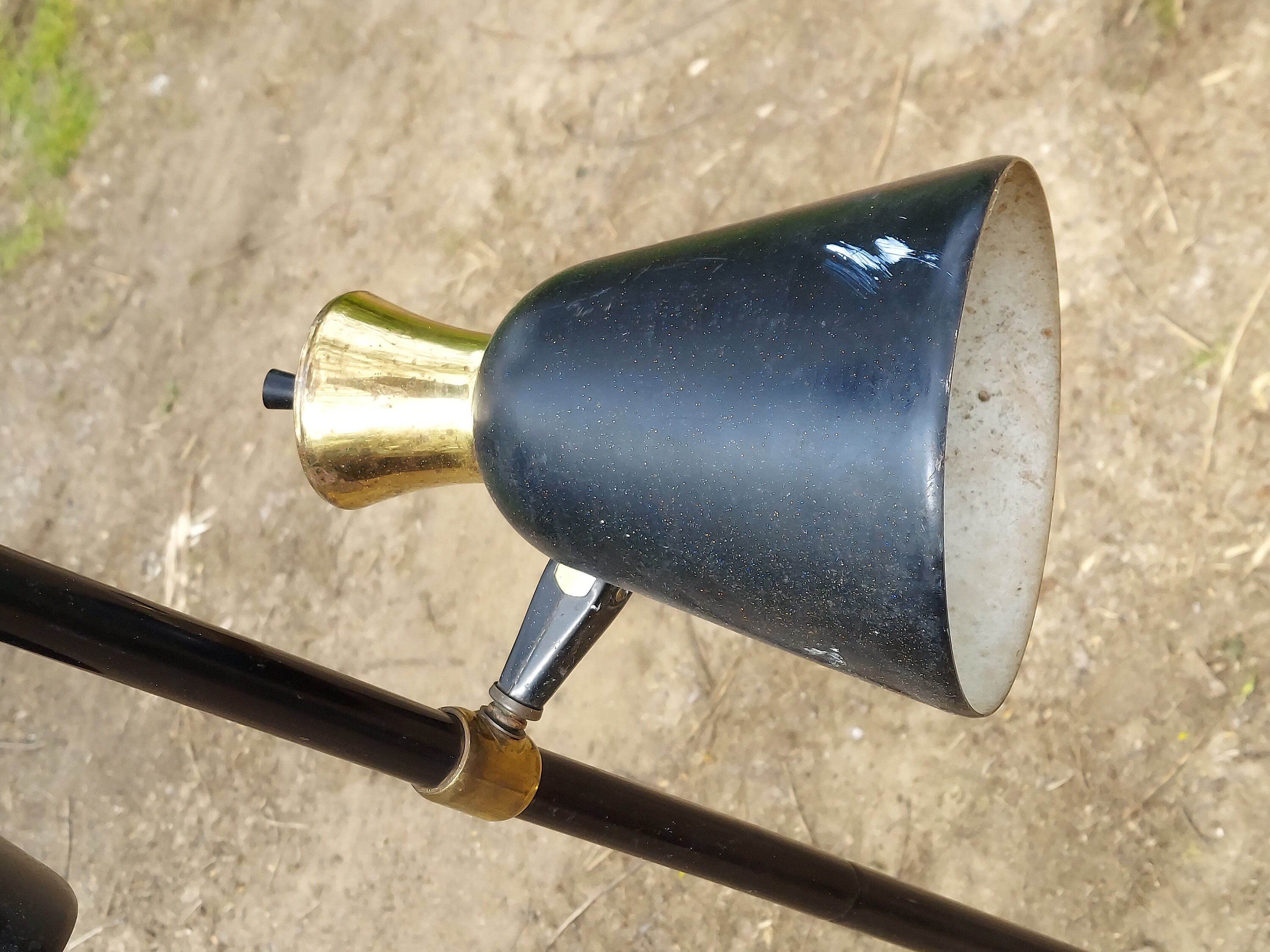 MCM Black Enamel Painted Floor Lamp Metal Directional 1950s - Etsy