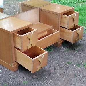 Blond MCM Art Deco Mid-century Vanity Makeup Dressing Table 1948 York ...