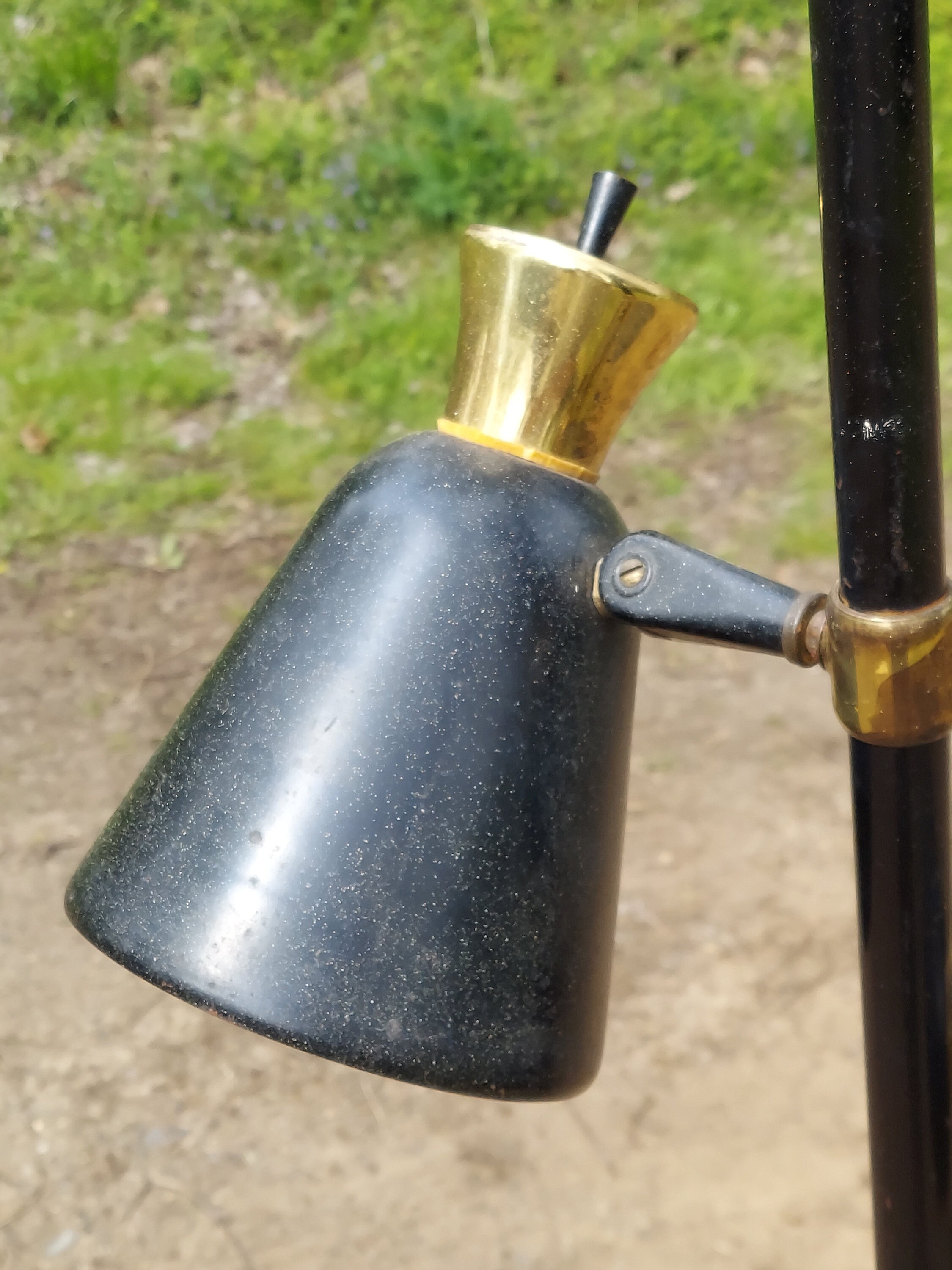 MCM Black Enamel Painted Floor Lamp Metal Directional 1950s - Etsy
