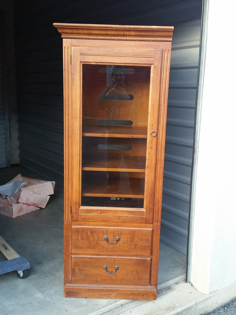 Ethan Allen Country Crossings Media Cabinet Curio Hutch Corner Unit ...