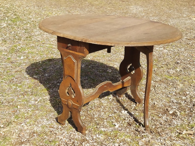 Spring Loaded Drop Leaf Table Victorian Walnut Unusual TLC for Resto - Etsy