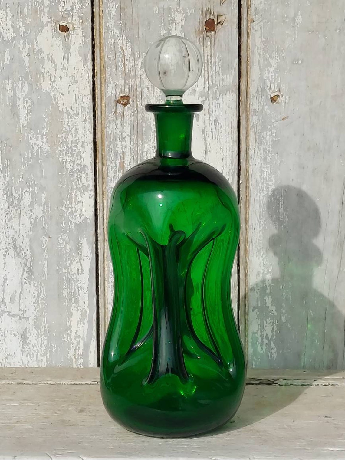 Danish Modern 1960s Holmegaard Pinch Bottle Emerald Green - Etsy
