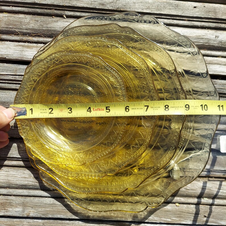 Yellow Depression Glass Patrician Pattern Plates Cups Dishes China ...