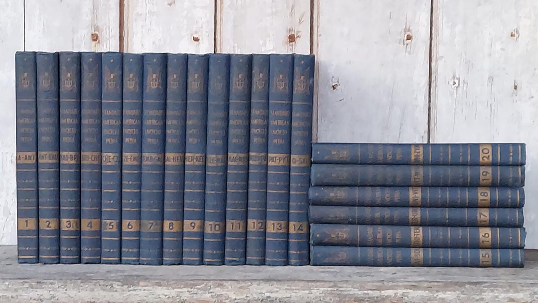 American Encyclopedia 20 Volume Set Vintage Books Blue Gold Snazzy - Etsy