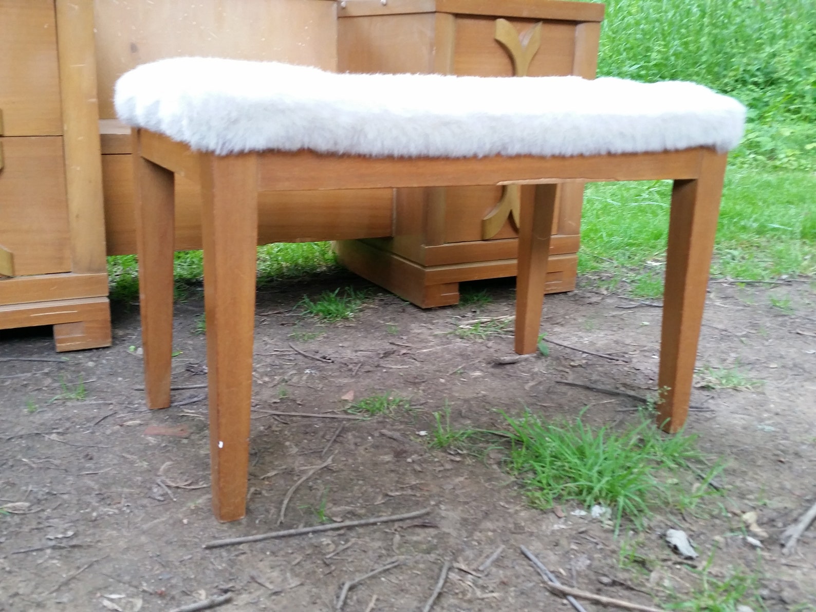 Blond MCM Art Deco Mid-century Vanity Makeup Dressing Table 1948 York ...