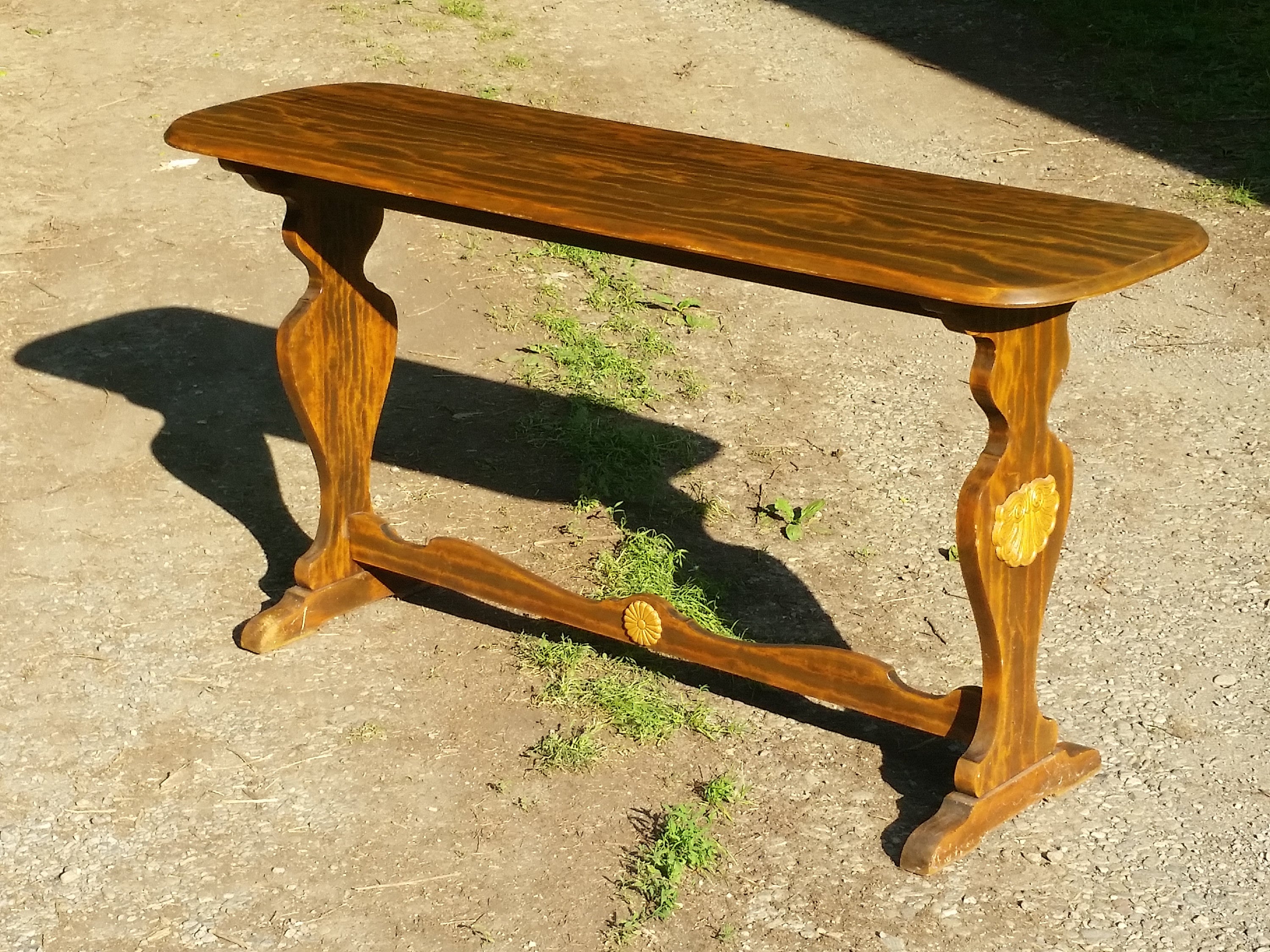 Trestle base Sofa Table Console Figured Birch 20s 30s Restored PICKUP or Ship Etsy