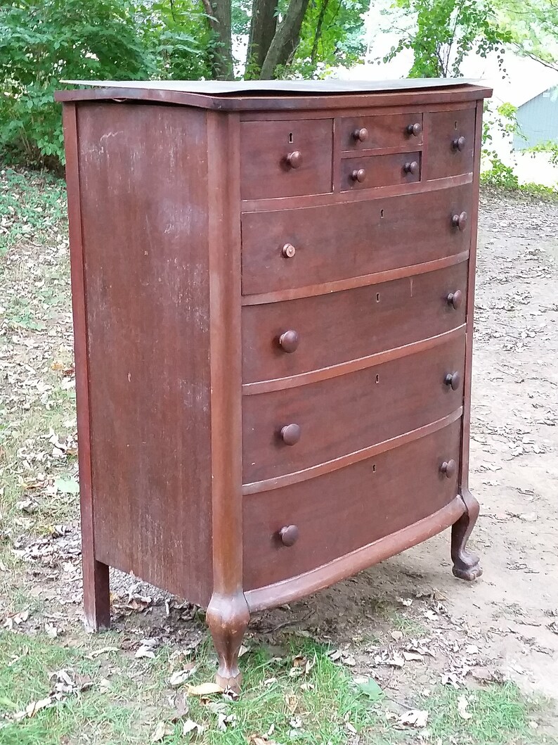 Clawfoot Bowfront Chest of Drawers Dresser 1910s Mahogany TLC - Etsy