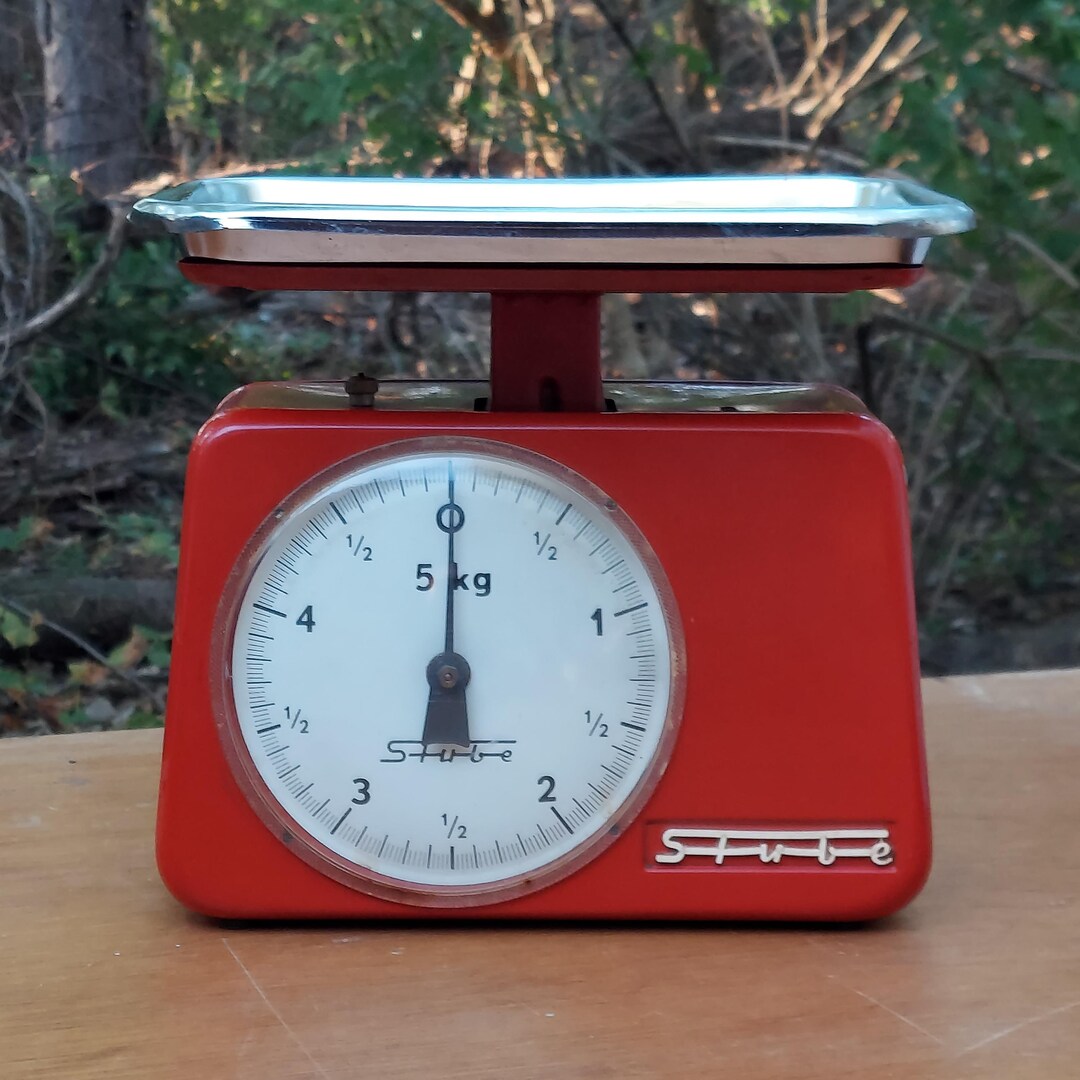 Stube MCM Kitchen Scale Retro in Red KG Original Tray - Etsy