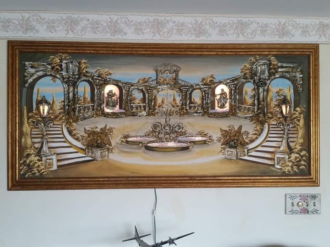 Giant Kitschy Italian Illuminated Painting Mid-century Gaudy - Etsy