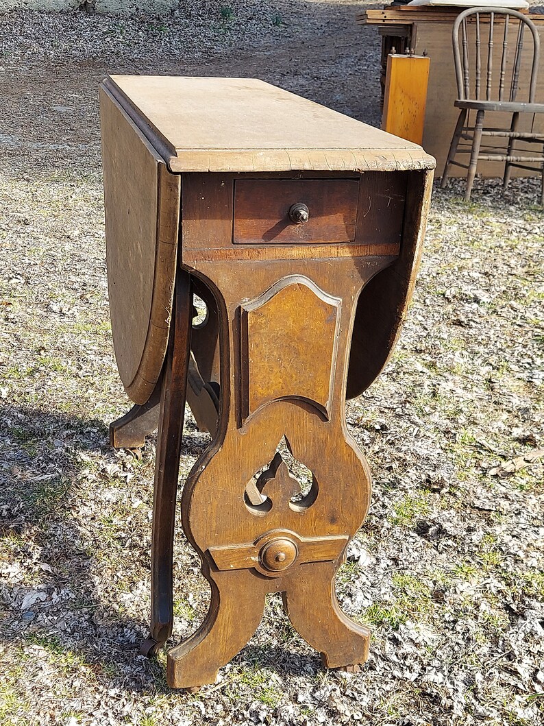 Spring Loaded Drop Leaf Table Victorian Walnut Unusual TLC for Resto - Etsy