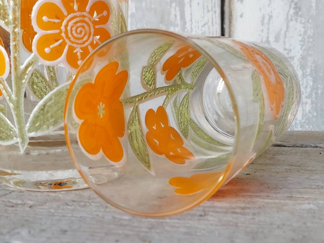 Culver Glass Springtime Pattern 6-inch Floral Highball Tumbler Collins each - Etsy