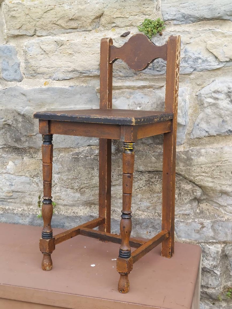 1920s Telephone Table Chair Stool or Plant Stand Distressed Crackle ...
