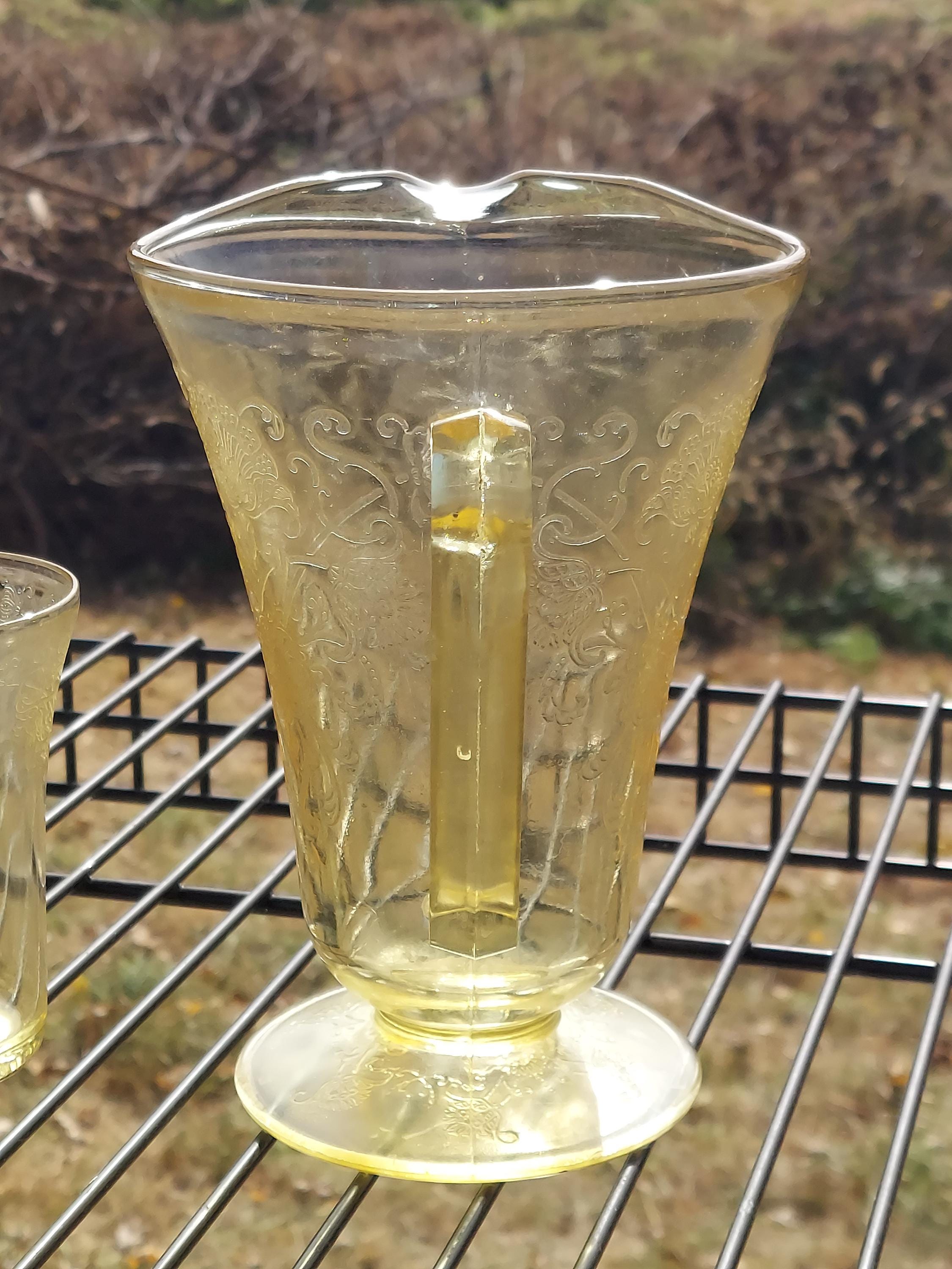 Florentine Pattern Hazel Atlas Yellow Depression Glass Pitcher Tumbler ...