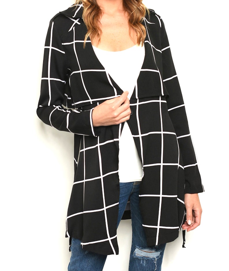 Tie Waist Check Lightweight Trench Jacket Coat - Etsy