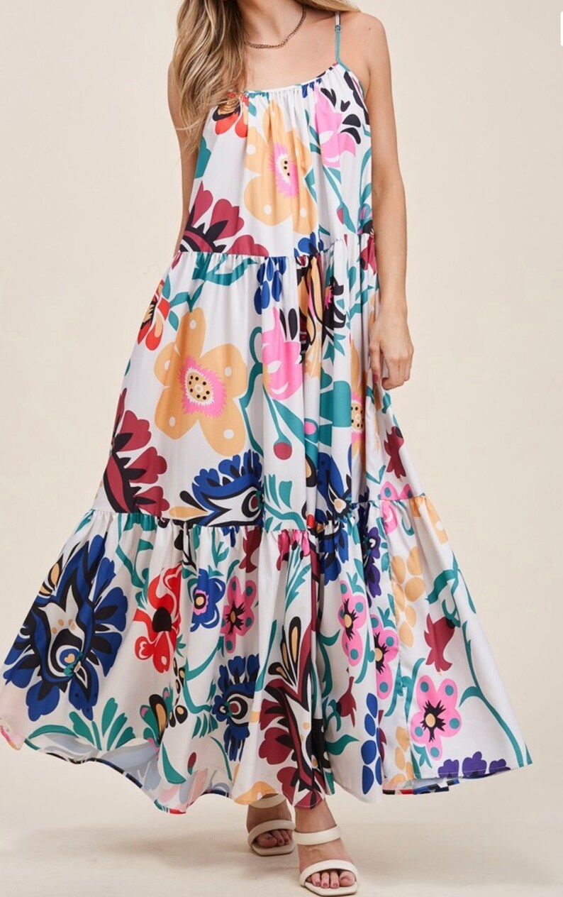 Women's Spaghetti Strap Floral Print Layer Peasant Pocket Maxi Summer ... Women's Spaghetti Strap Floral Print Layer Peasant Pocket Maxi Summer ...