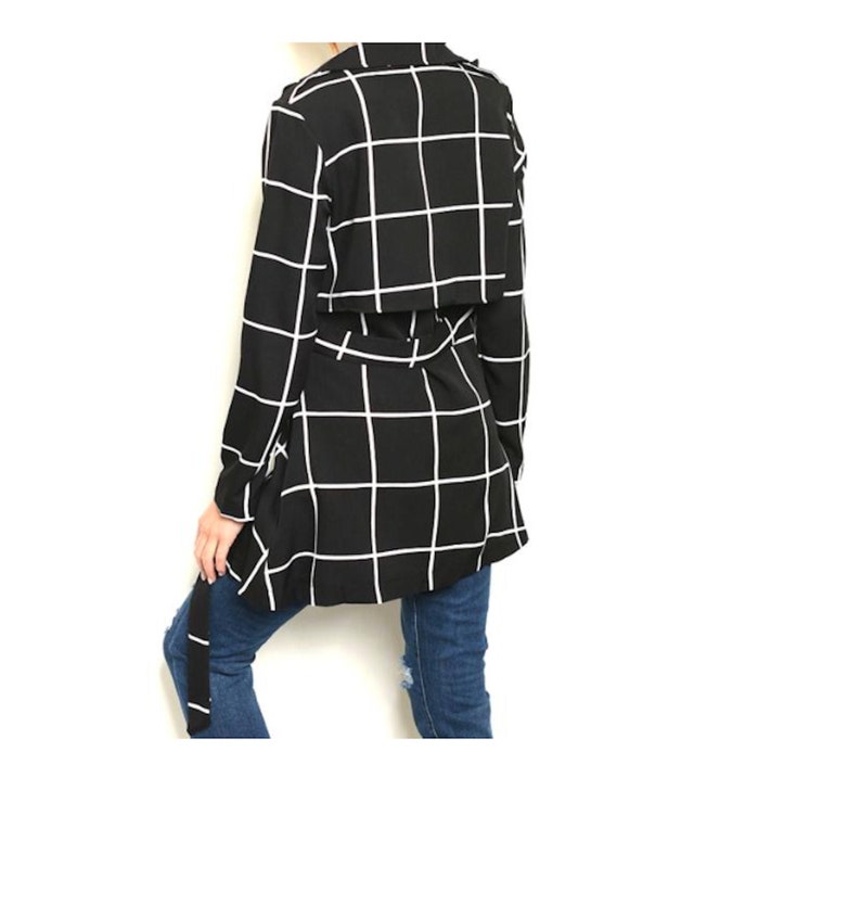 Tie Waist Check Lightweight Trench Jacket Coat - Etsy