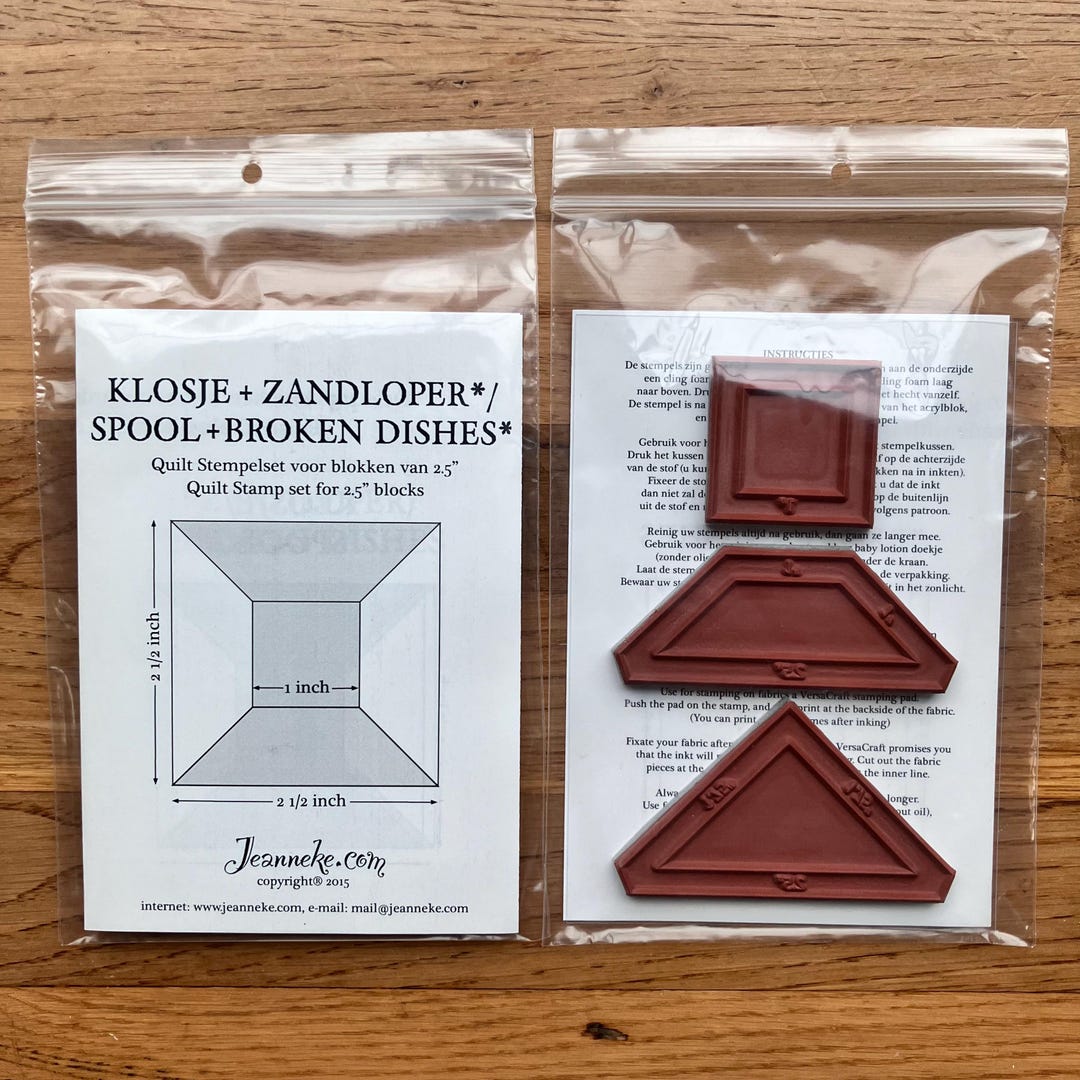 Spool + Broken Dishes Quilt Stamp Set / Klosje + Zandloper Quilt ...