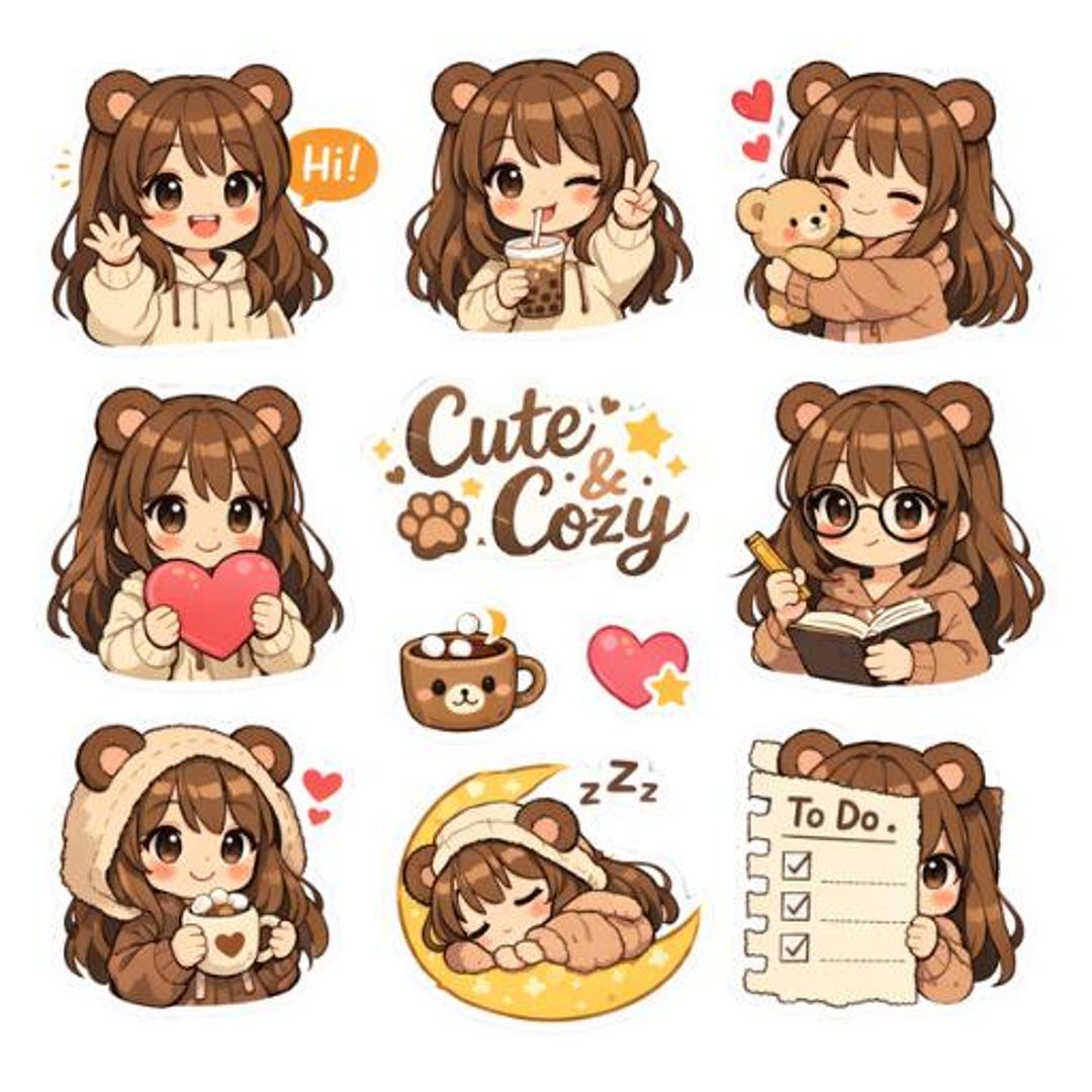 Bear Girl Digital Sticker Printable Planner Sticker AI Generated Art - Etsy