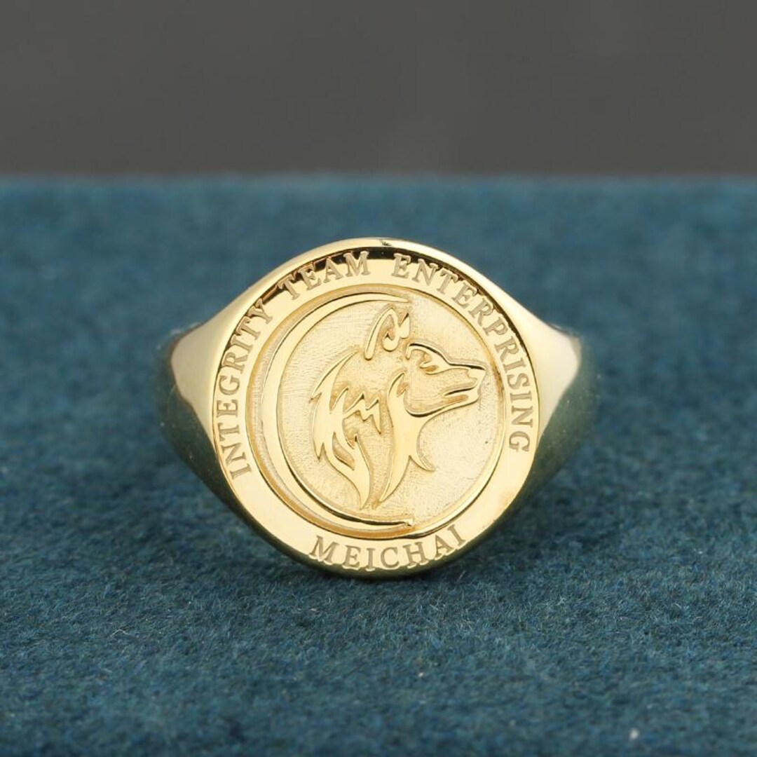 10K Gold Roman She-wolf Seal Ring Custom Men's Guardian Totem Identity ...