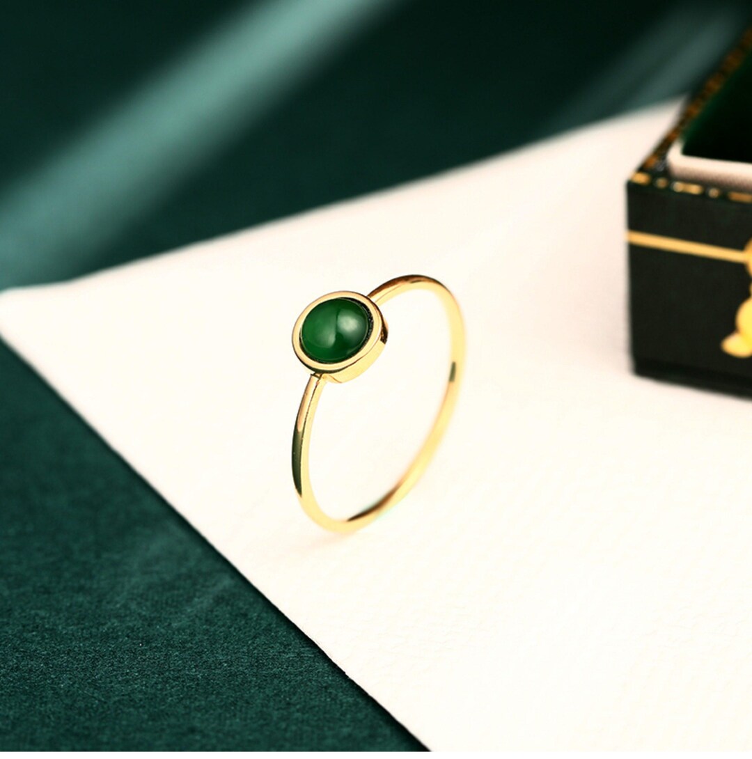 Platinum 950 Emerald Green Jade Ring, Catholic Faith Jewelry, Saint ...