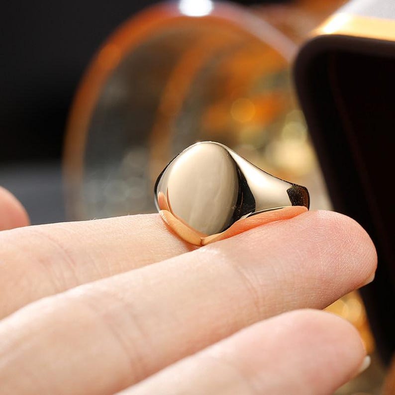 Men's Godfather Style Pinky Signet Ring - 18K Yellow Gold, Rose Gold ...