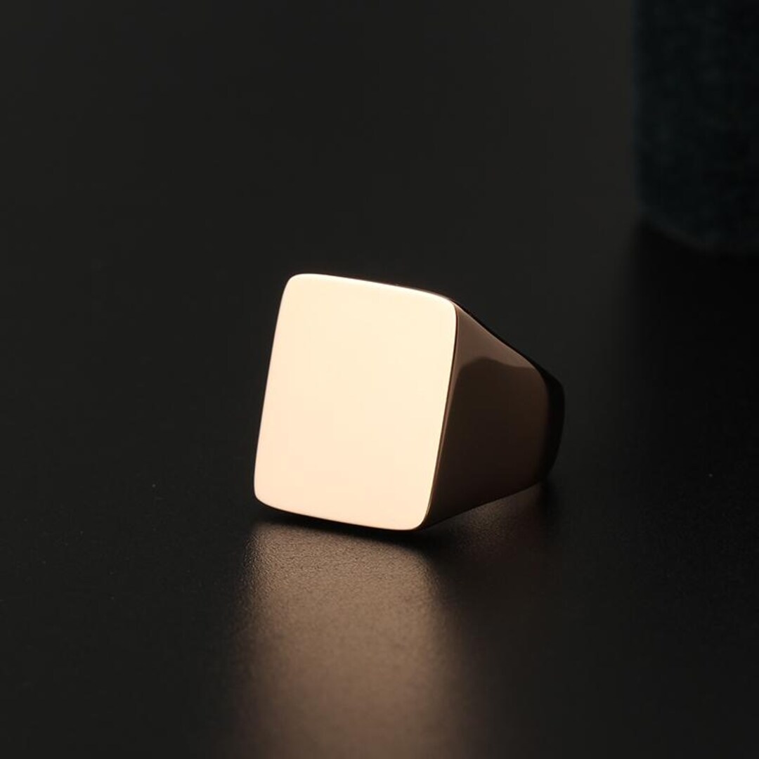 Custom 14K Gold Rectangle Signet Ring, Noble Seal Heritage, Symbol of ...