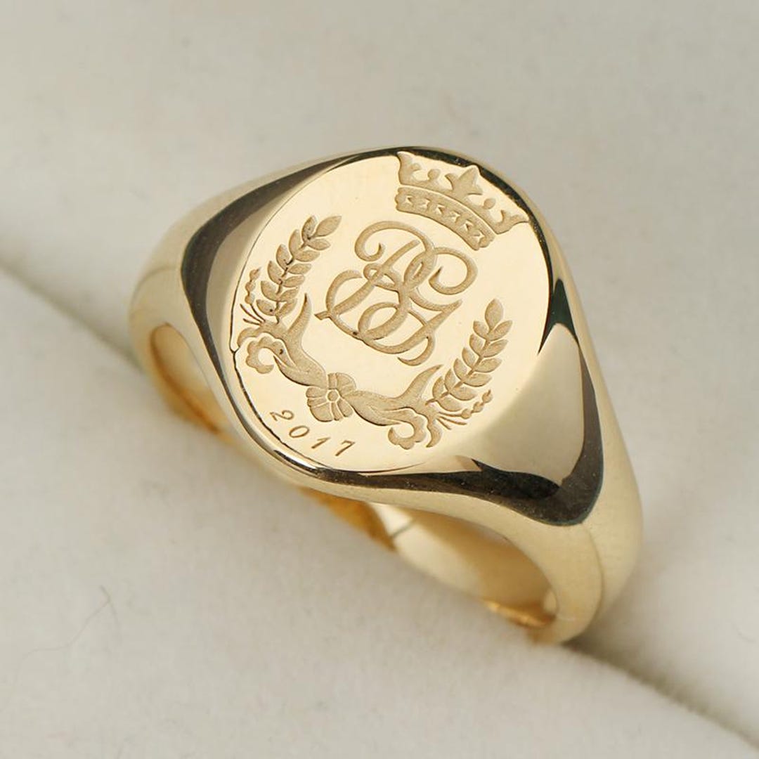Ancient Egyptian Style 10K Gold Signet Ring With Custom Monogram ...