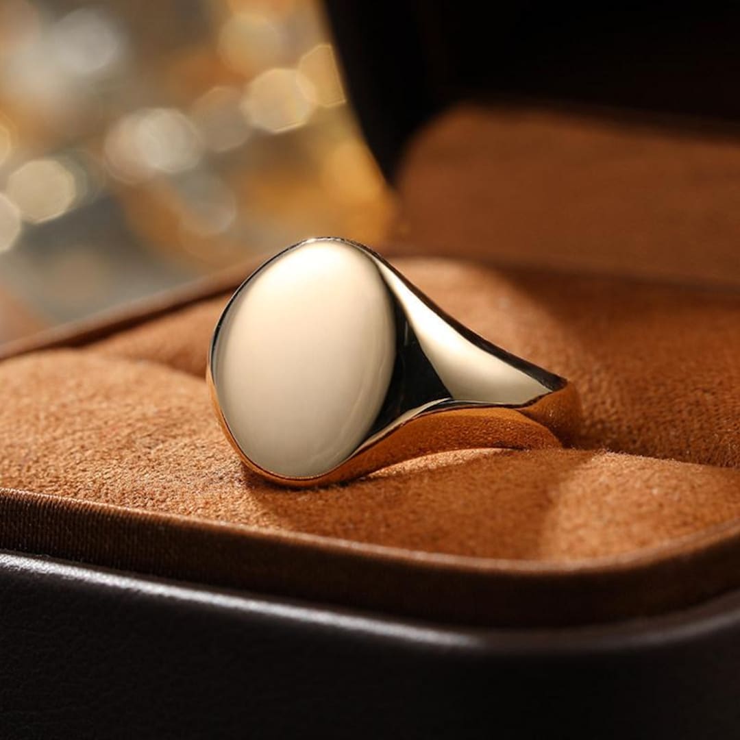 Men's Godfather Style Pinky Signet Ring - 18K Yellow Gold, Rose Gold ...
