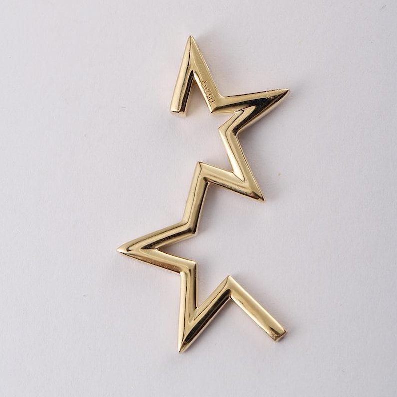 10K Gold Custom Lightning Bolt Star Pendant With Diamonds, Nautical ...