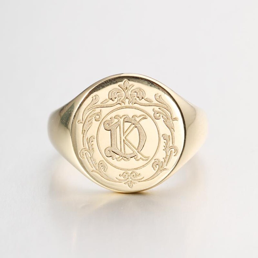 18K Gold Medieval Knight Signet Ring, Custom Initial Seal - Etsy