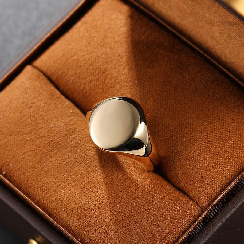 Men's Godfather Style Pinky Signet Ring - 18K Yellow Gold, Rose Gold ...