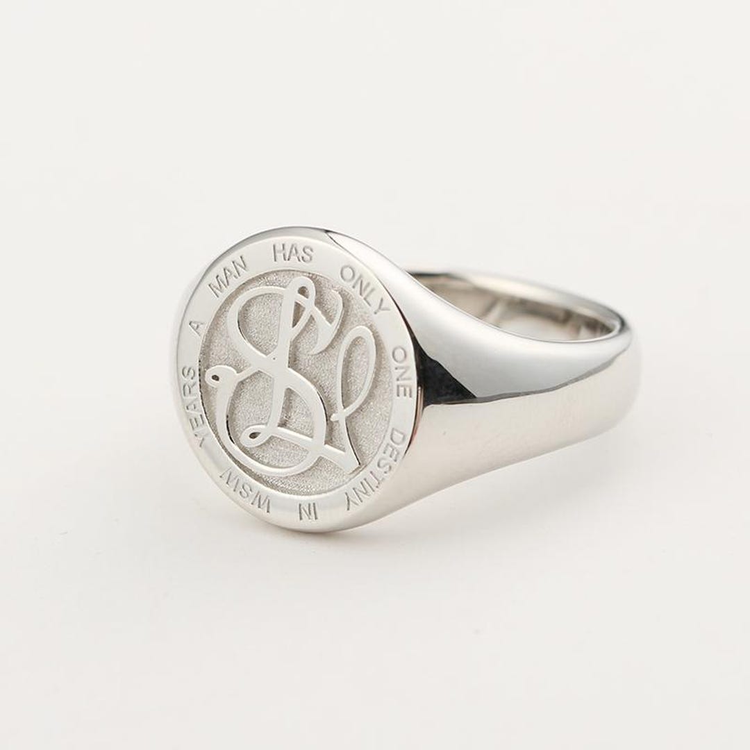 10K Gold Roman Engraved Ring, Customizable Signet Band - Etsy