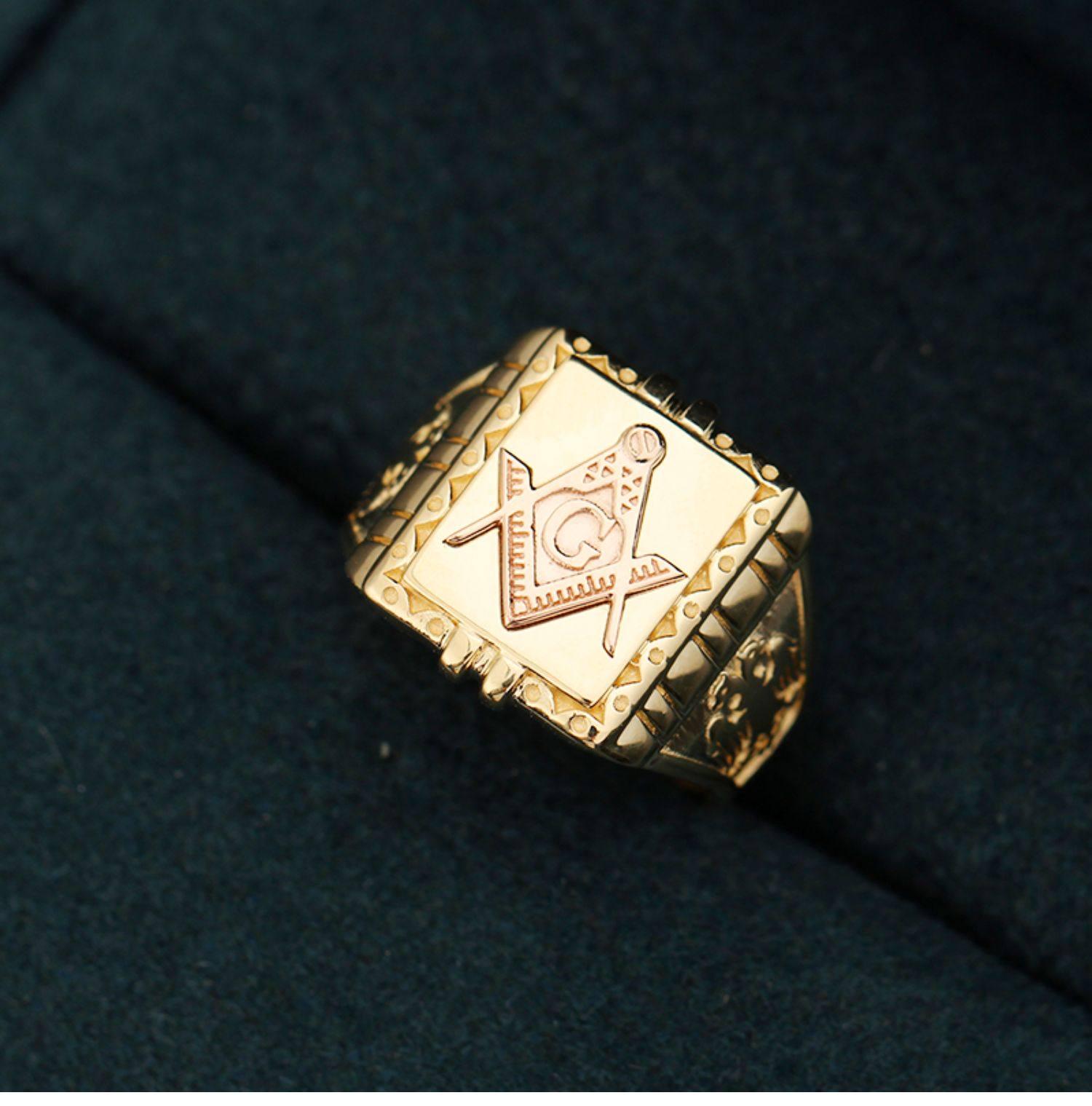 Masonic Ring for Men - 18K Yellow Gold, Rose Gold, White Gold, Platinum ...