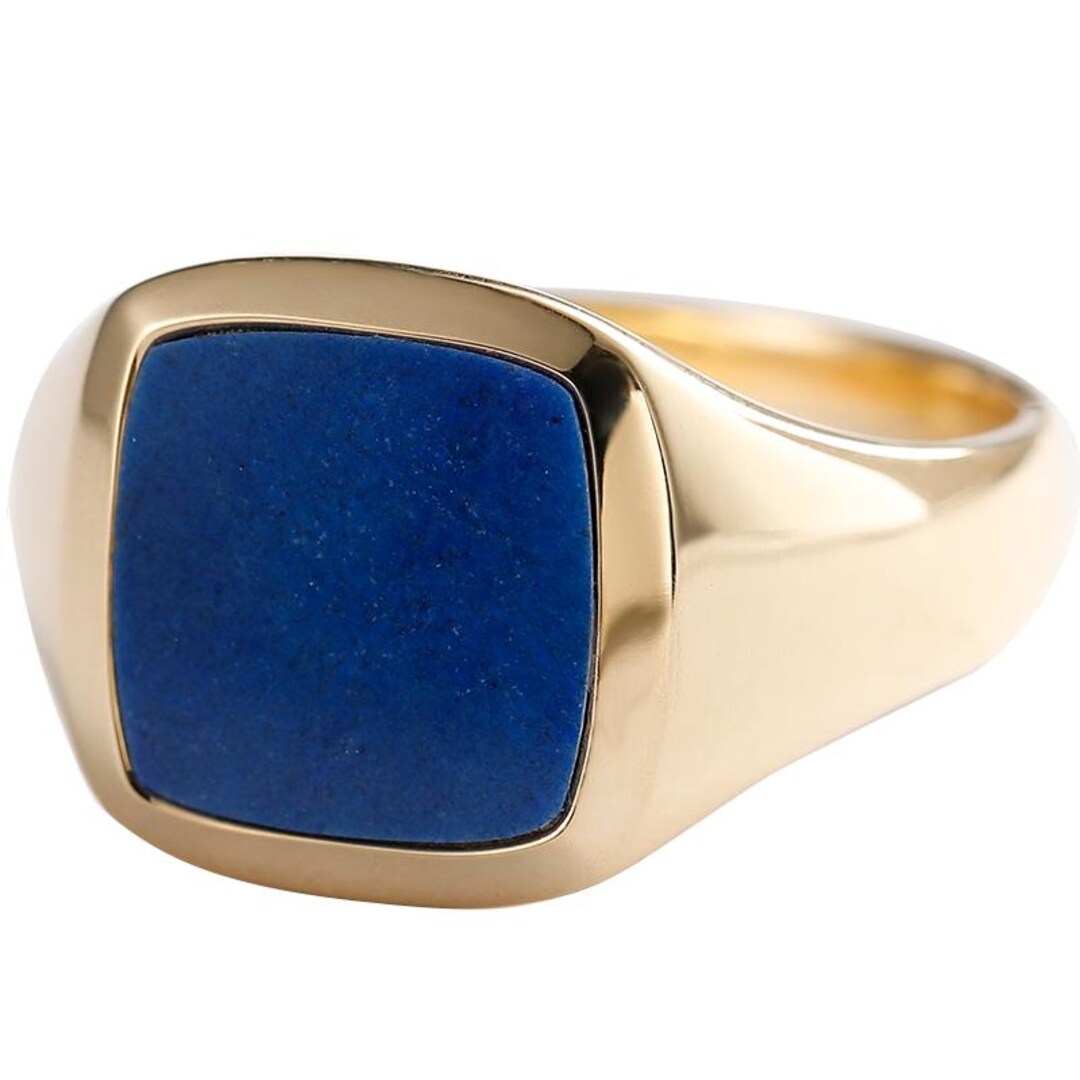 10K Gold Square Lapis Lazuli Ring, Ancient Greek Spiritual Wisdom Stone ...