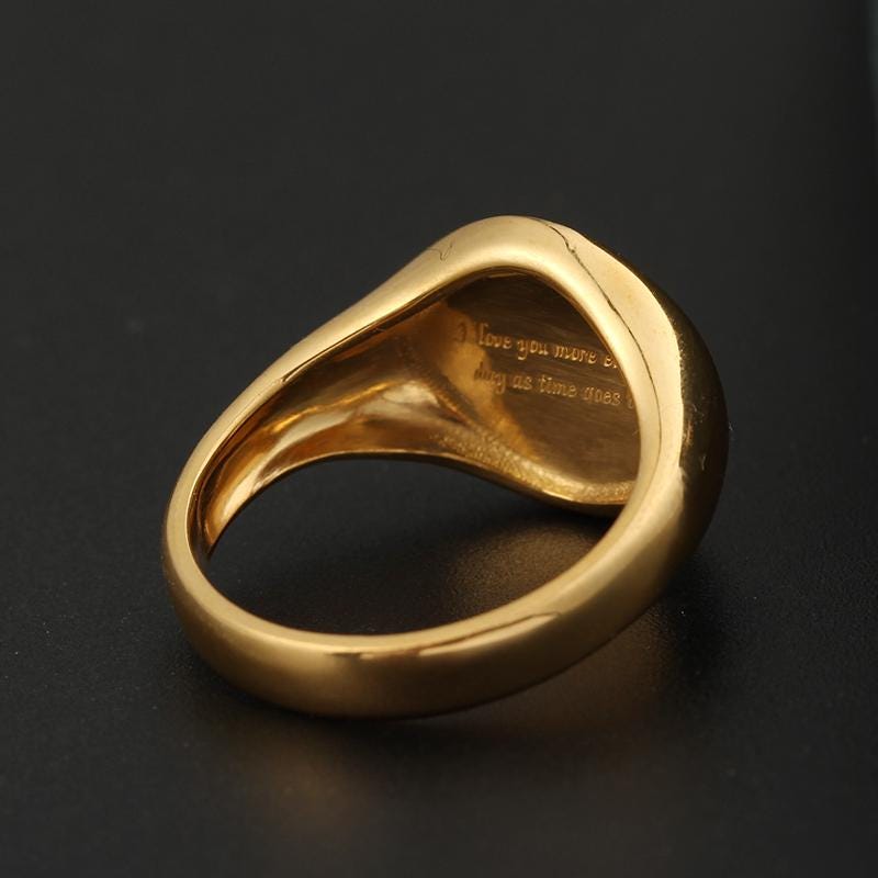 Custom 14K Gold Crane and Cloud Signet Ring, Symbol of Longevity and ...