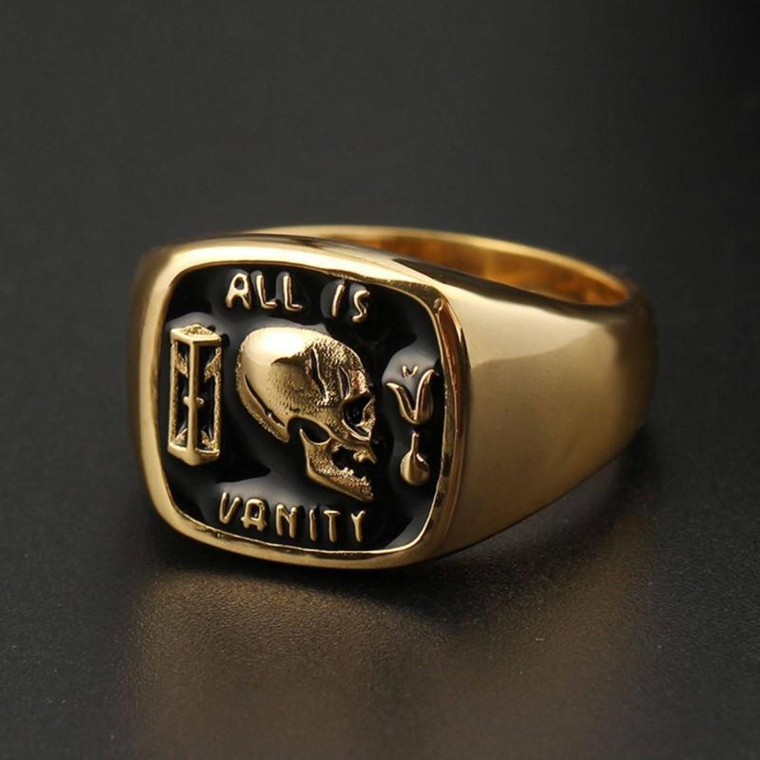 Memento Mori Skull Ring, Platinum Gothic Vanitas Band - Etsy