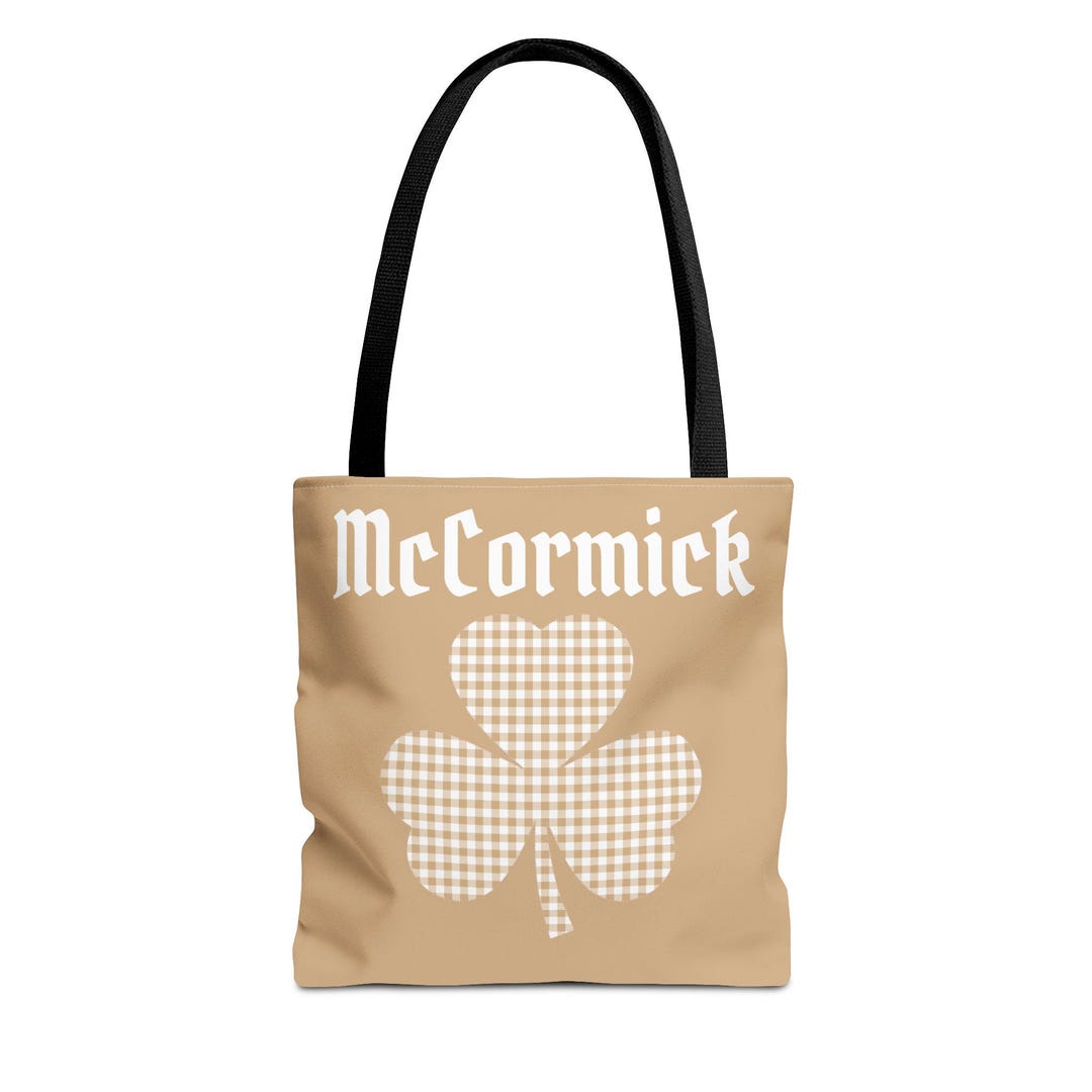 Personalized Shamrock Tote Bag, Tan Beige Gingham Plaid - Etsy
