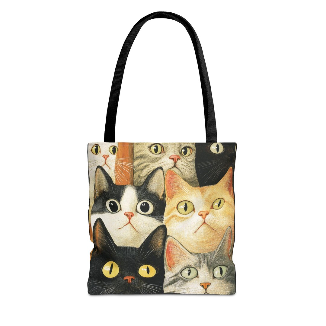 Vintage Gossip Cat Faces Tote Bag | Cute Retro Kitty Illustration - Etsy