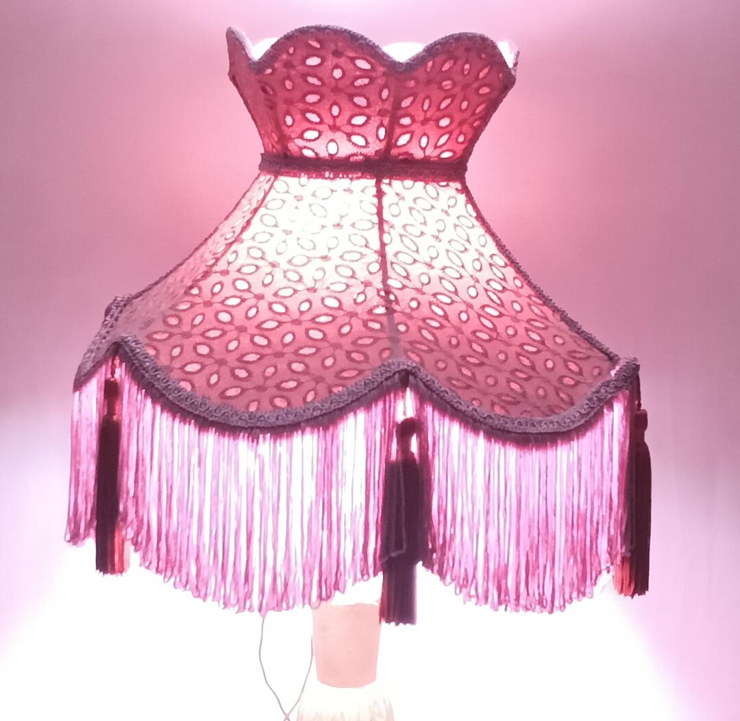 Handmade Victorian Pink Lace Lampshade | Fringe Table Lamp Shade - Etsy