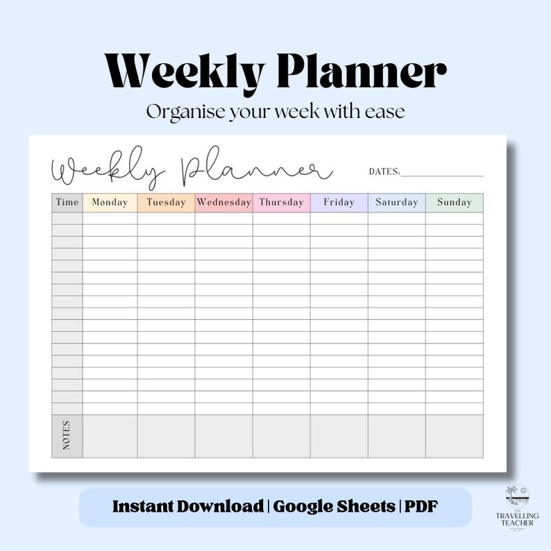 Editable Weekly Planner | Weekly Schedule PDF | Weekly Organizer ...