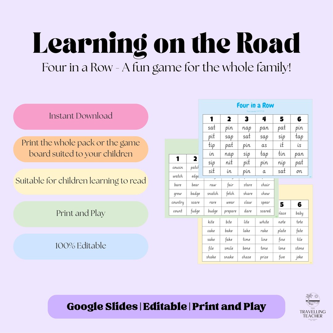Four in a Row Phonics Game | Travelling Families | Homeschool | Learn ...