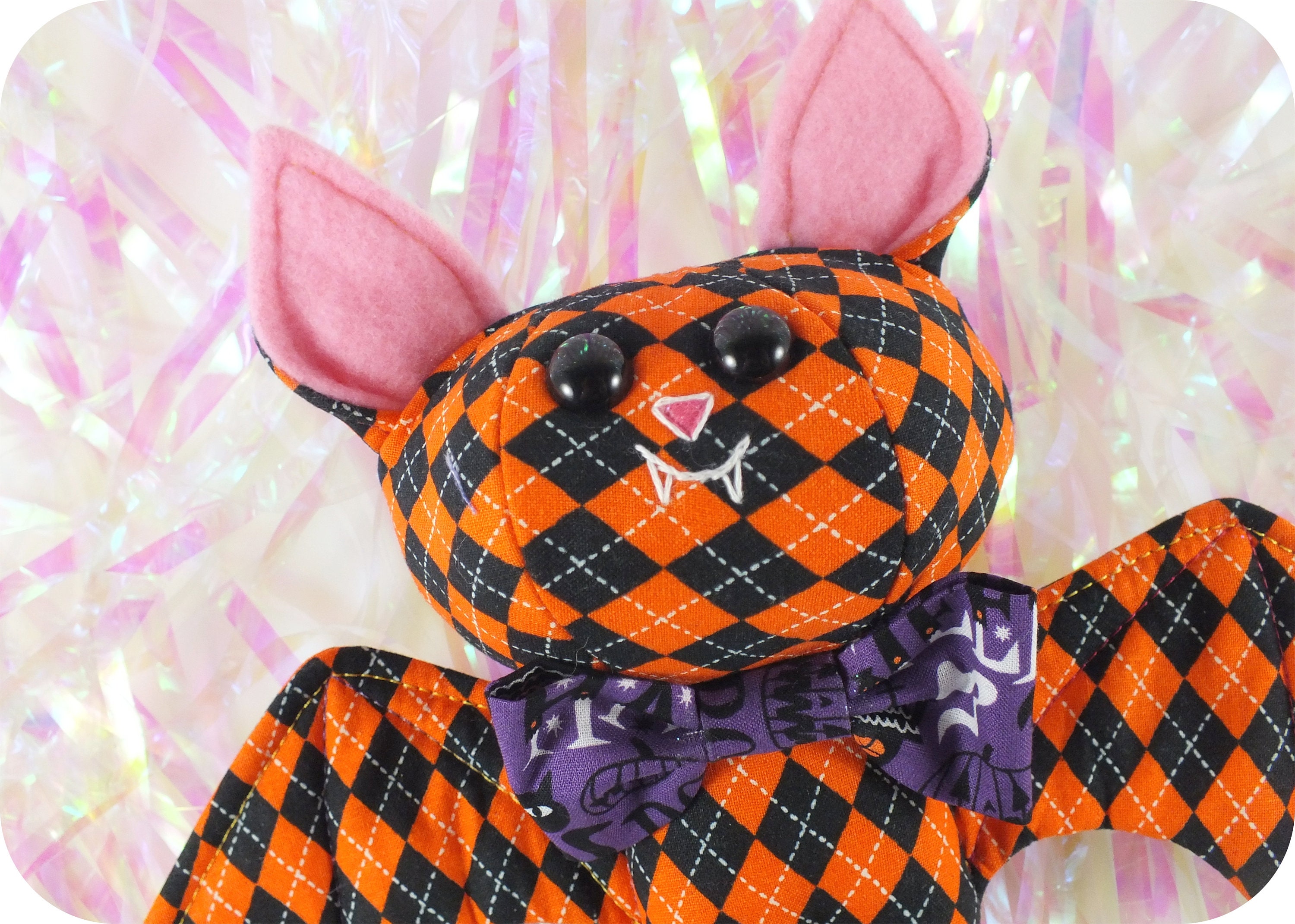 Mini Bat Plush Orange & Black Checkerboard | Etsy