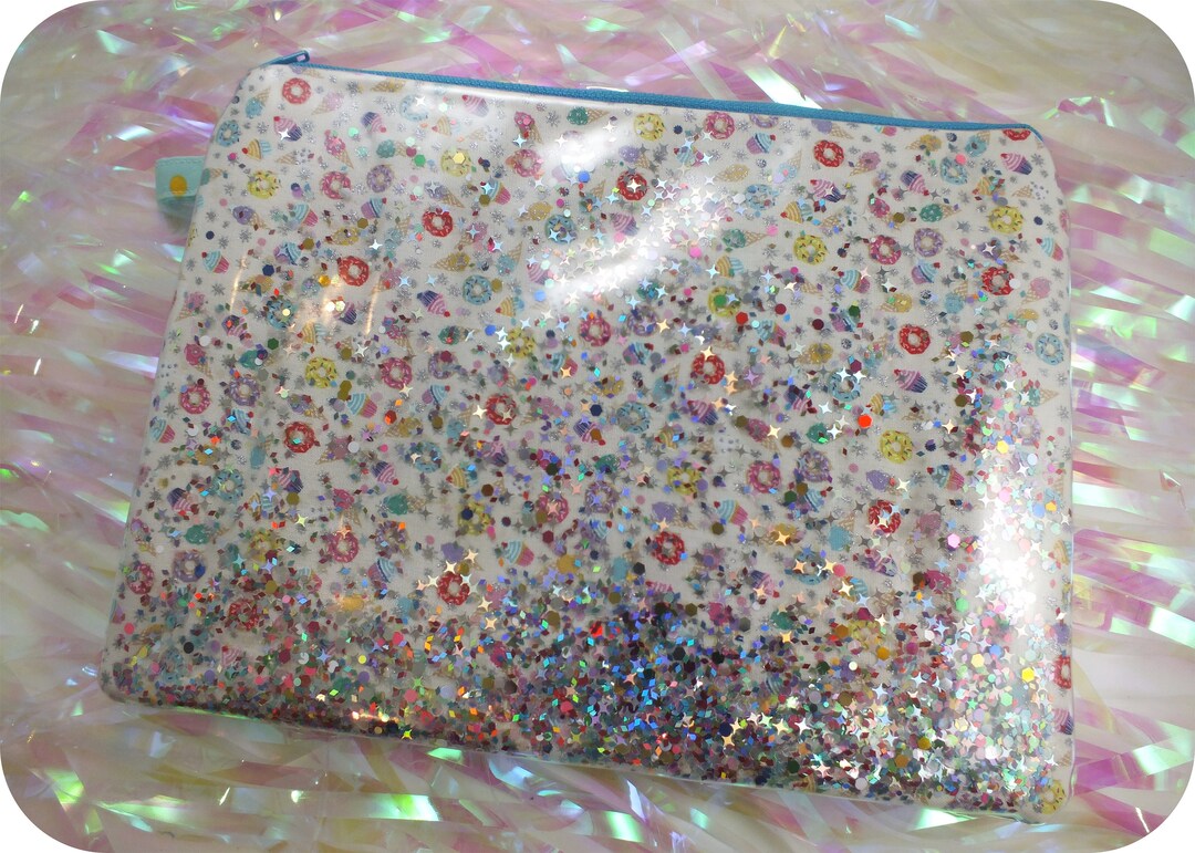 Glitter Vinyl Clutch Bag - Teeny Tiny Rainbow Desserts - Etsy