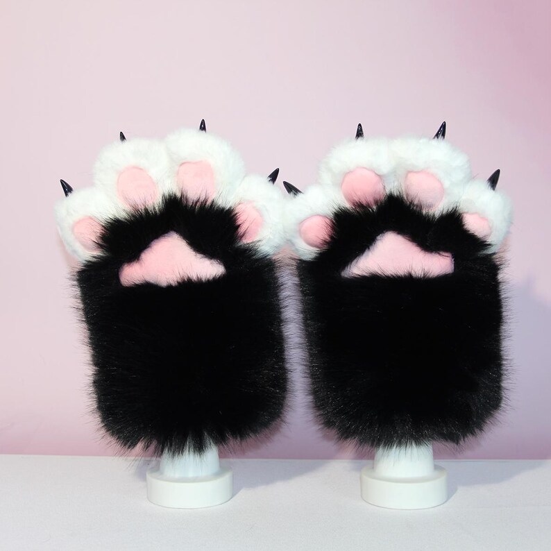 Black Paws Gloves: Kawaii Fursuit Handpaws, Furry Cat Paws, Gift for ...