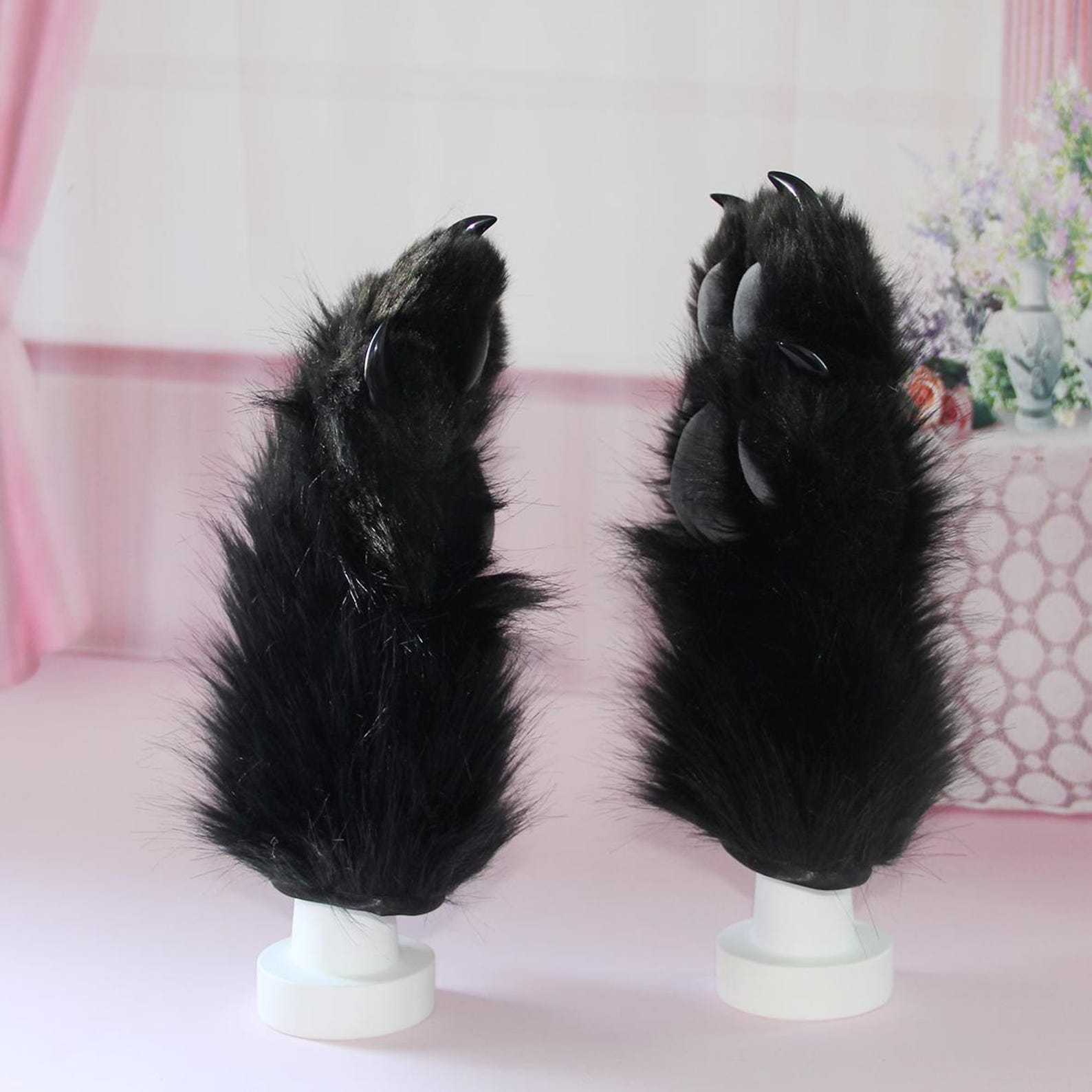 All Black Fursuit Paws: Furry Handpaws, Custom Cat Paws, Canine Paws ...